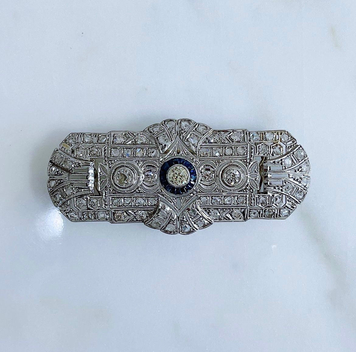 Art Deco Pin Sapphire Baguettes – Wachler Diamonds